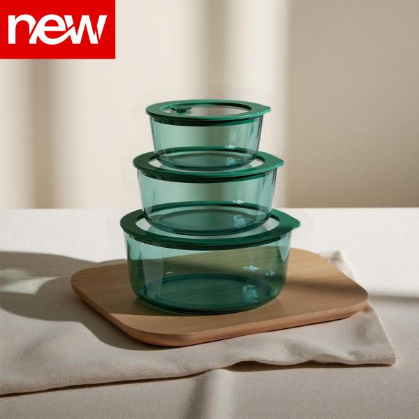 Quality IKOO Modern and Stylish Teal Color Glass Container Made of High Borosilicate Glass Oven Safe and Microwave Safe for sale