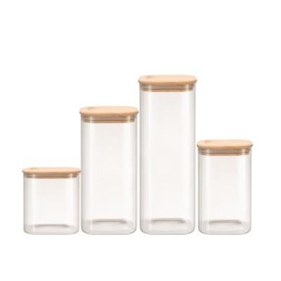 China 500ml-2200ml High Borosilicate Glass Canister with Bamboo Lid for sale