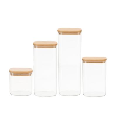 China 500ml-2200ml High Borosilicate Glass Canister with Bamboo Lid for sale