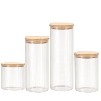 China 500ml-2200ml High Borosilicate Glass Canister with Bamboo Lid for sale