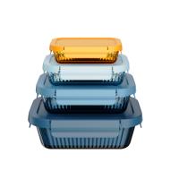 Quality Color Sprayed Stackable Glass Food Containers With 4 Lock PP Lid for sale