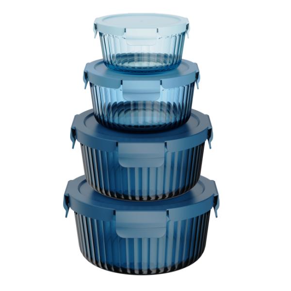 Quality Color Sprayed Stackable Glass Food Containers With 4 Lock PP Lid for sale