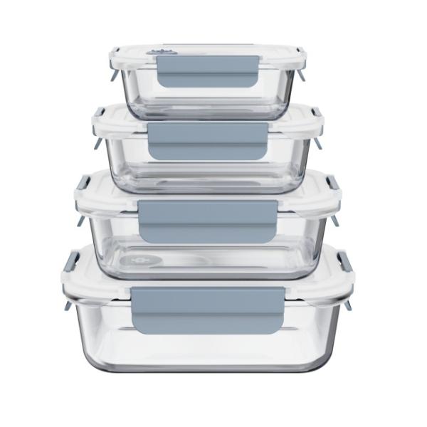 Quality Customized Color Sprayed Stackable Glass Food Storage Box With Vented Cool Lock PP Lid for sale