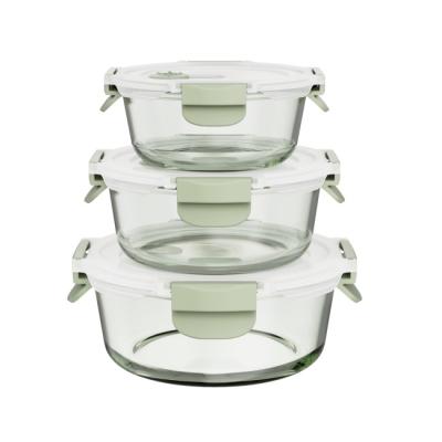 China Customized Color Sprayed Stackable Glass Food Container with Vented Cool Lock PP Lid for sale