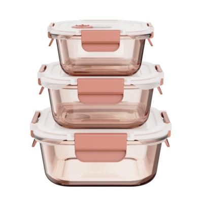 China Customized Color Sprayed Stackable Glass Food Container with Vented Cool Lock PP Lid for sale