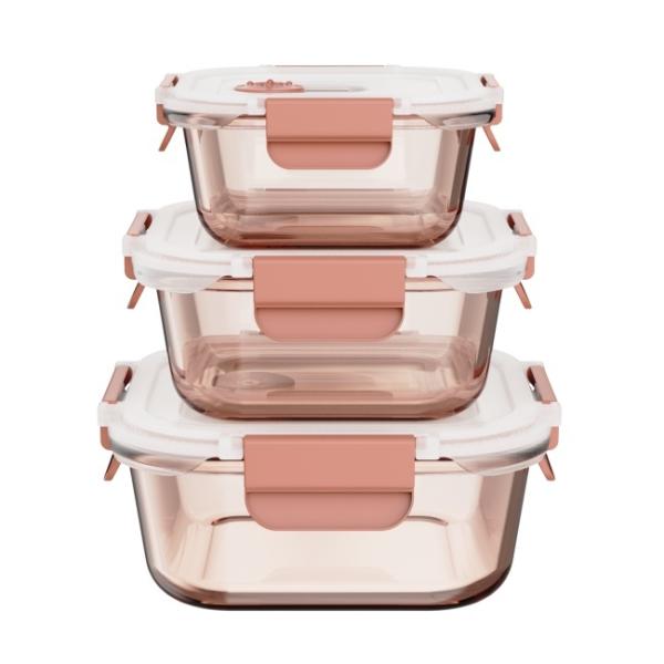 Quality Customized Color Sprayed Stackable Glass Food Storage Box With Vented Cool Lock for sale