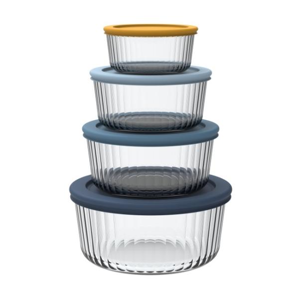 Quality Lightweight Striped Borosilicate Glass Food Container With Simply Store PE Lid for sale