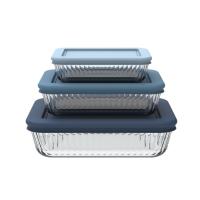 Quality Lightweight Striped Borosilicate Glass Food Container With Simply Store PE Lid for sale