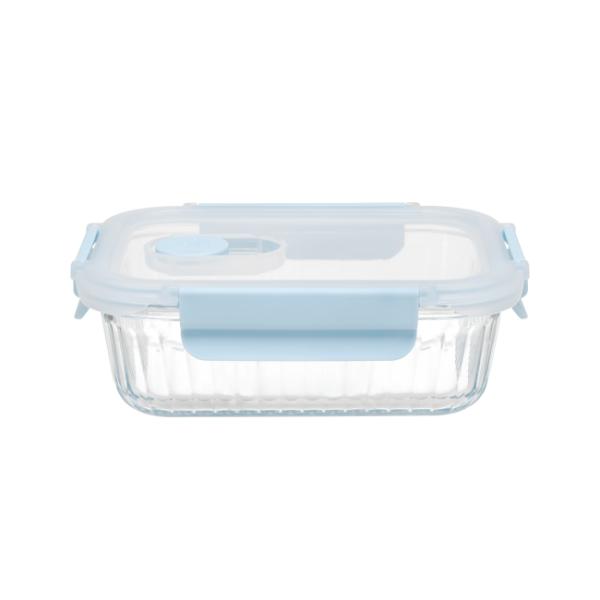 Quality Stain Resistant Striped Glass Food Container With Vented Cool Lock PP Lid for sale