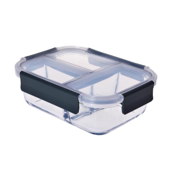 Quality Divided Glass Food Container with Cool Lock PP Lid for sale