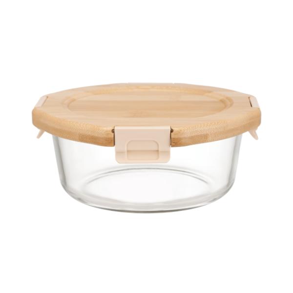 Quality Oven Safe Transparent Glass Food Storage Containers With Bamboo Lids Cool Lock for sale