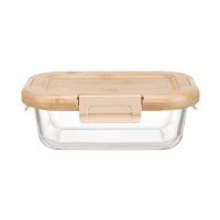 Quality Oven Safe Transparent Glass Food Storage Containers With Bamboo Lids Cool Lock for sale