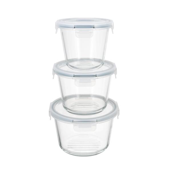 Quality Customized Clear Glass Food Container Glass Food Prep Containers With Outer Edge for sale
