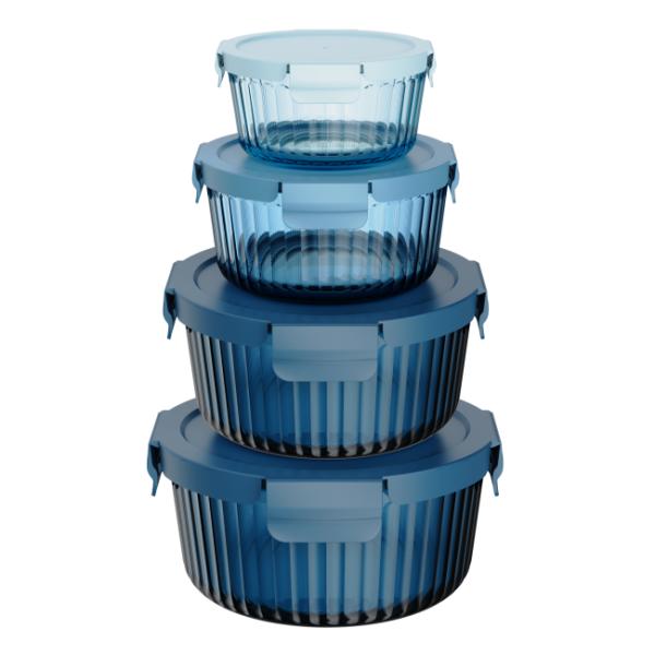 Quality Color Sprayed Stackable Glass Food Containers With 4 Lock PP Lid for sale