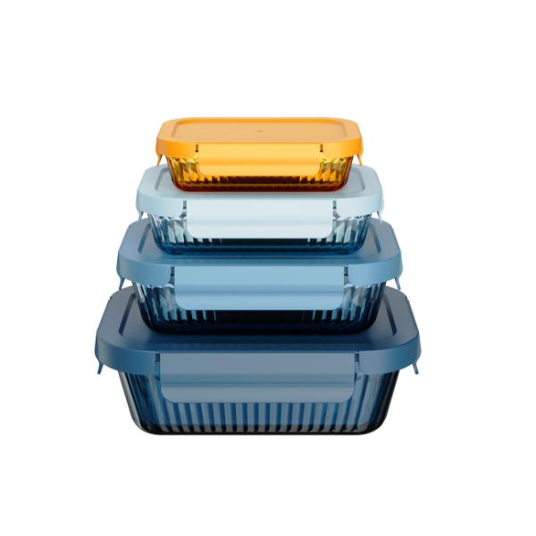 Quality Color Sprayed Stackable Glass Food Containers With 4 Lock PP Lid for sale