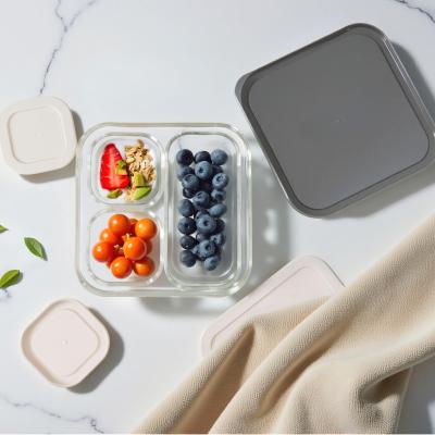 Cina Contenitore alimentare in vetro con coperchio in PE in vendita
