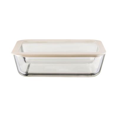China Microwave Safe Meal Prep Containers Glass Food Storage Container with Silicone Framed Glass Lid for sale
