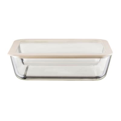 China Microwave Safe Meal Prep Containers Glass Food Storage Container with Silicone Framed Glass Lid for sale