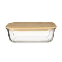Quality Glass Food Container With Concave Bamboo Lid for sale