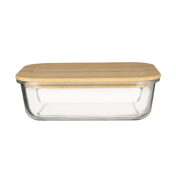 Quality Glass Food Container With Concave Bamboo Lid for sale