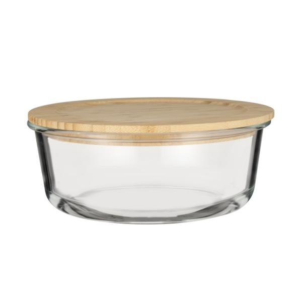 Quality Glass Food Container With Concave Bamboo Lid for sale