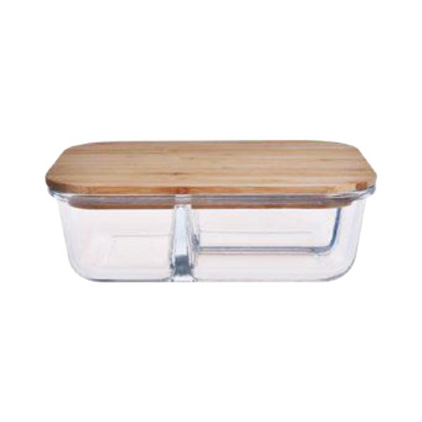 Quality Divided Glass Container With Bamboo Lid for sale
