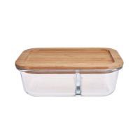Quality Divided Glass Container With Bamboo Lid for sale