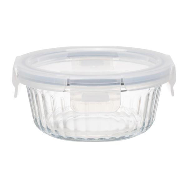 Quality Striped High Borosilicate Glass Food Container with PP Lid for sale