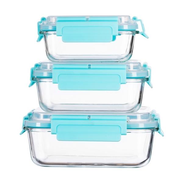 Quality Borosilicate Glass Food Container 1050ml with Snap Lock Lid for sale