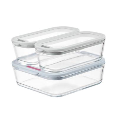 China High Borosilicate Glass Food Container Set 560ml 1370ml for sale