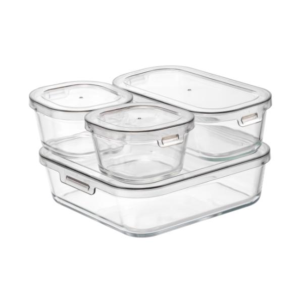 Quality Borosilicate Glass Food Container Set 240ml-1370ml with Simple Lid for sale