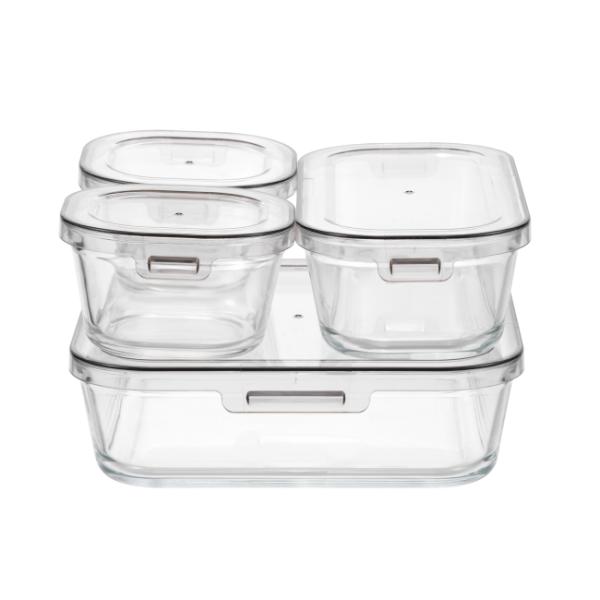 Quality Borosilicate Glass Food Container Set 240ml-1370ml with Simple Lid for sale