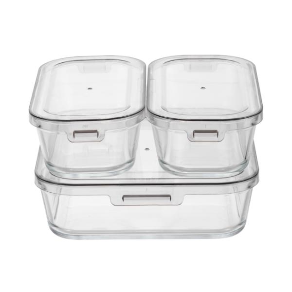 Quality Borosilicate Glass Food Container Set 240ml-1370ml with Simple Lid for sale