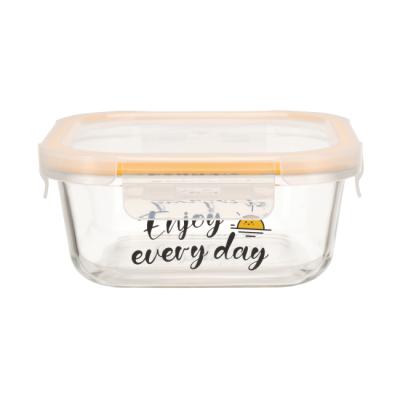 China 4-Lock Oven Safe Rectangular Custom Glass Food Container with High Borosilicate Glass for sale