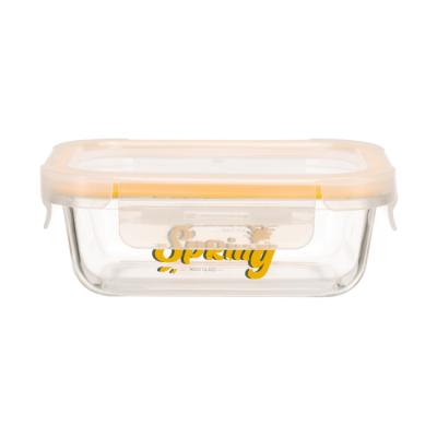 China 4-Lock Oven Safe Rectangular Custom Glass Food Container with High Borosilicate Glass for sale