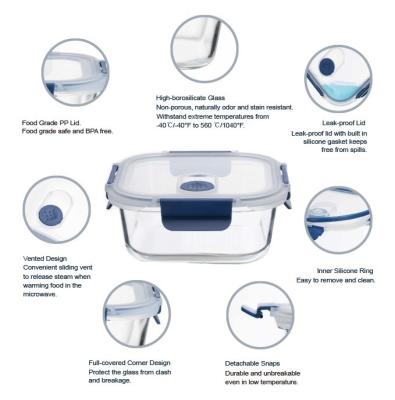 China Customized Color Sprayed Stackable Glass Food Container with Vented Cool Lock PP Lid for sale