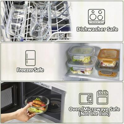 China High Borosilicate Glass Food Container with BPA-Free PP Lid and Microwave Safe Custom Glass Container for sale