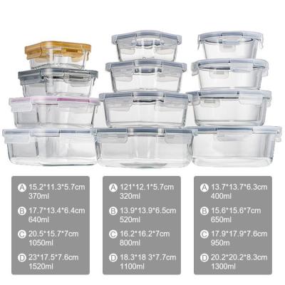 China High Borosilicate Glass Food Container with BPA-Free PP Lid and Microwave Safe Custom Glass Container for sale