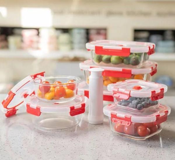 Quality IKOO Airtight Vacuum Glass Food Container with PP Lid and Silicon Gasket for Freshness Preservation for sale