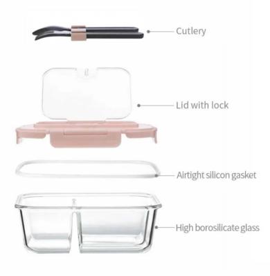 China High Borosilicate Glass Fresh Keeping Box with BPA-Free PP Lid - Temperature Resistant -40℃~560℃ Rectangular Shape and Customizable Color for sale
