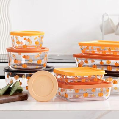 China High borosilicate glass food container with customizable lid color and design available in rectangular square and round shapes for sale