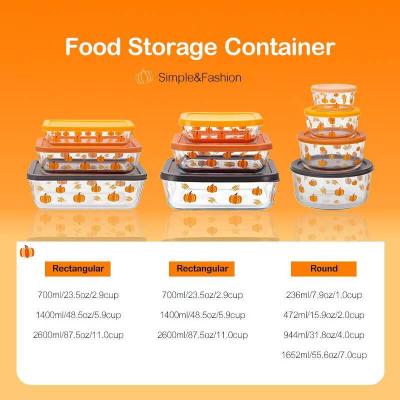 China Freezer Safe Custom Glass Food Container with Christmas Design and Customizable Options for sale