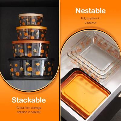 China Freezer Safe Custom Glass Food Container with Christmas Design and Customizable Options for sale