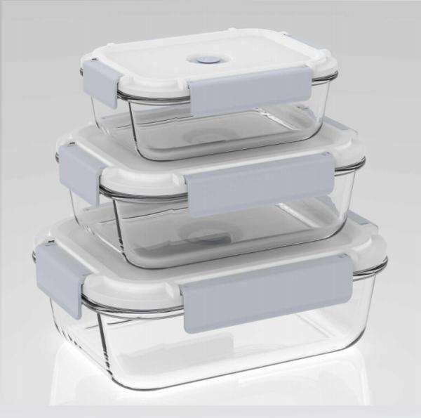 Quality IKOO Wholesale Vacuum Glass Food Containers 370ml to 1050ml with Manual Pump for sale