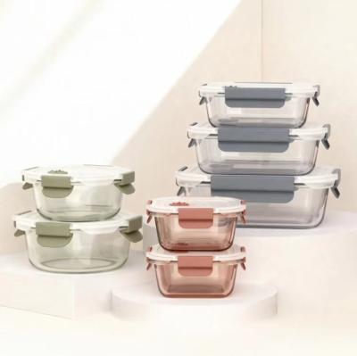 China Customized Color Sprayed Stackable Glass Food Container with Vented Cool Lock PP Lid for sale