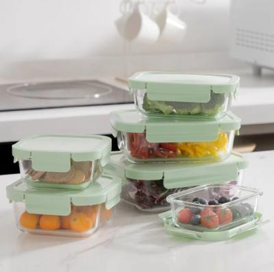 China IKOO Airtight BPA-Free Glass Food Storage Containers with 4-Sided Snap-Lock Lids for Fresh-Keeping Meal Prep for sale