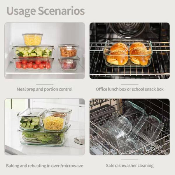 Quality Oven Safe Stackable High Borosilicate Glass Food Storage Containers for Premium for sale