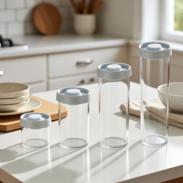 Quality High Borosilicate Glass Vacuum Jar with Leak-proof Seal and Stackable Design for Food Storage for sale