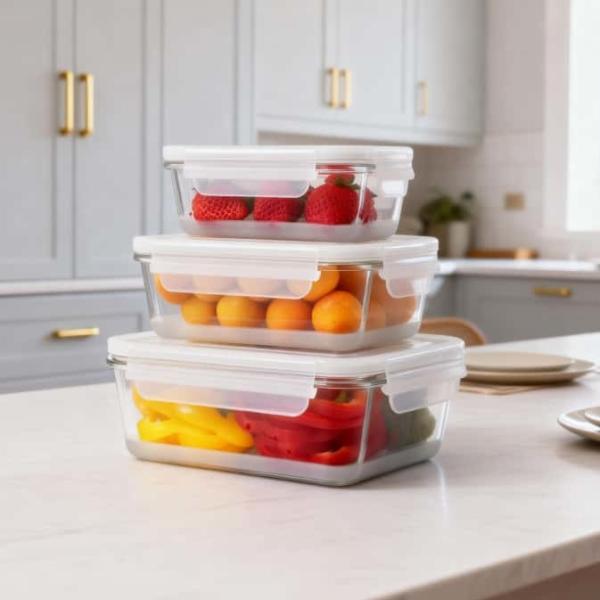 Quality High Borosilicate Glass Food Container with Airtight Lids and Microwave Safe for Meal Prep and Storage for sale