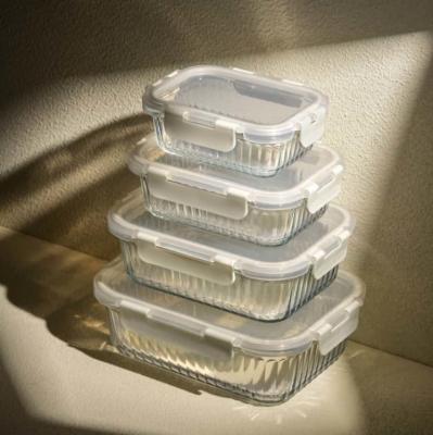 China IKOO Airtight Locking Lids Stackable Design Microwave Safe Glass Food Container for Meal Prep for sale